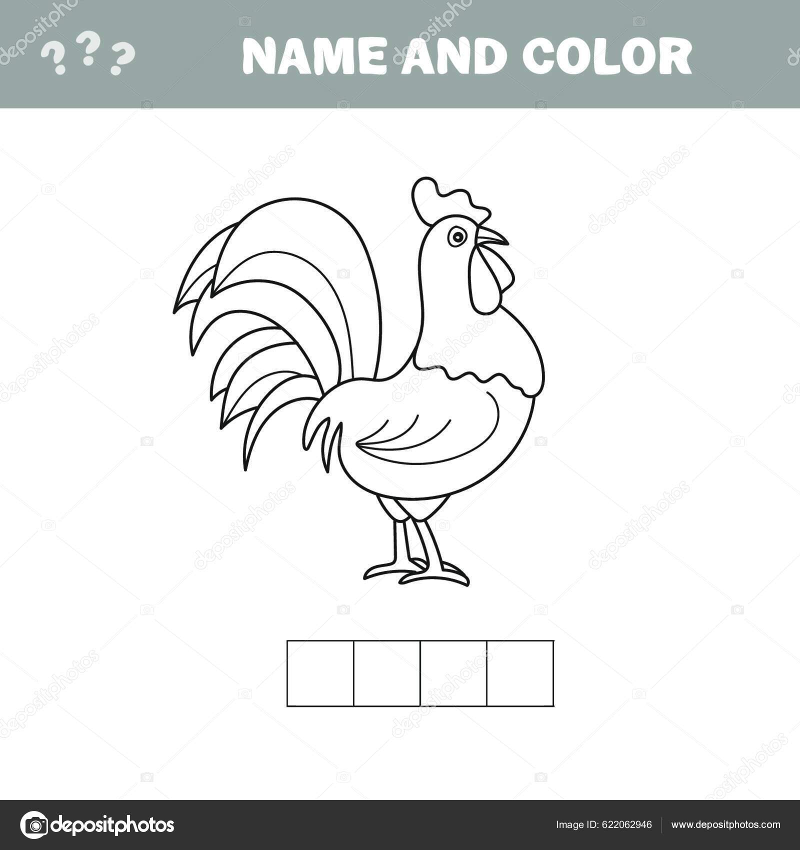 Pagina Colorat Contur Desene Animate Cock Ilustrație Vectorială Carte ...