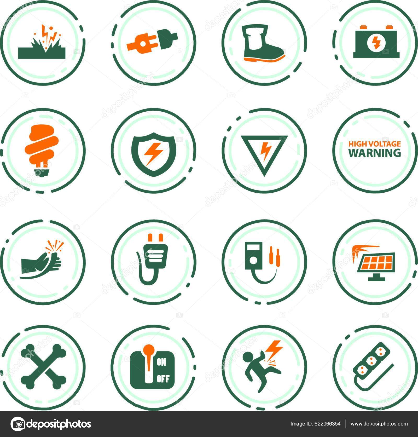 High Voltage Icons Set Stock Vector by ©YAY_Images 622066354