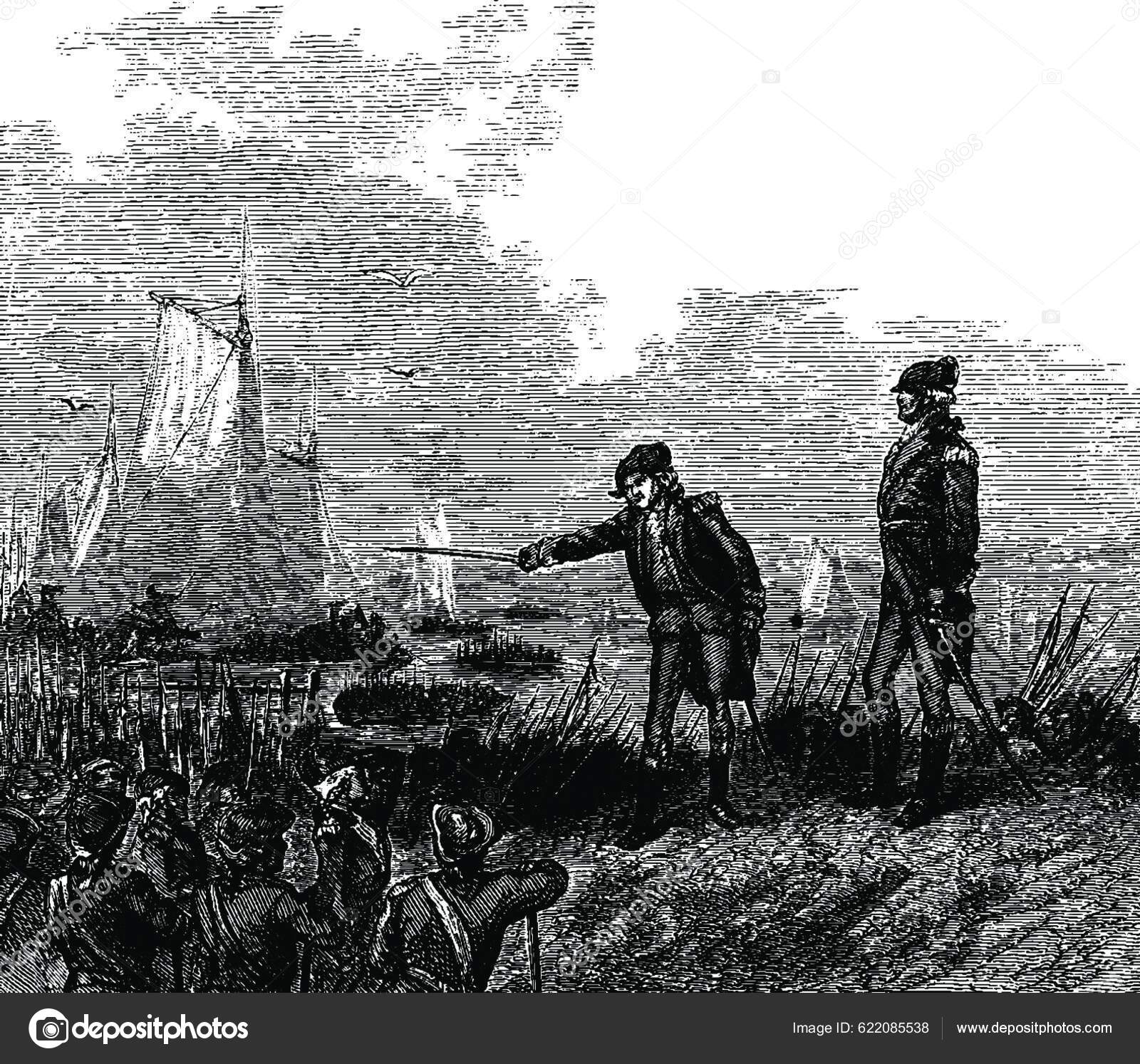 General Glover Superintending Embarkation Vintage Illustrati Stock ...