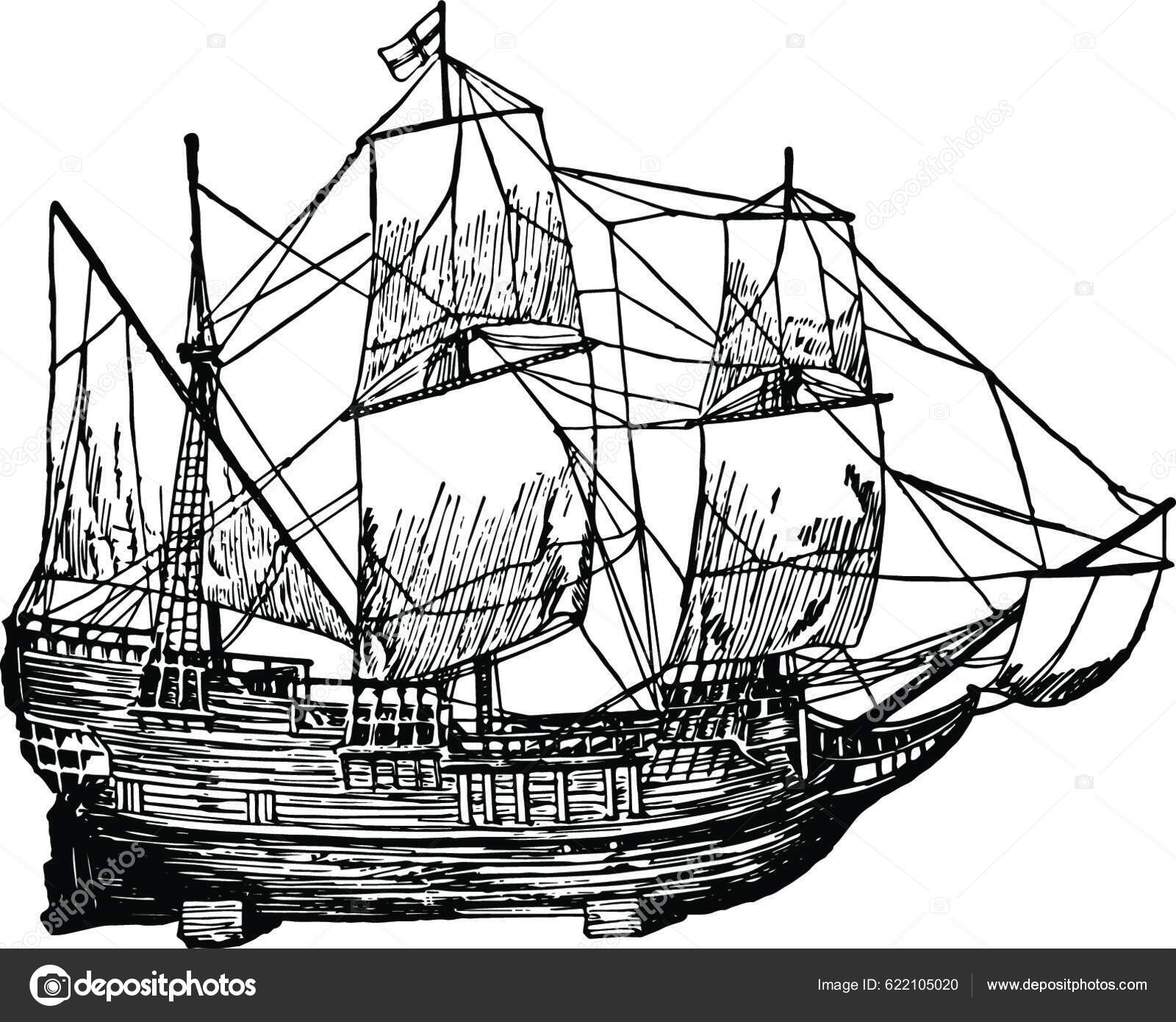 Mayflower Vintage Vector Illustration Vector de stock por ©YAY_Images ...