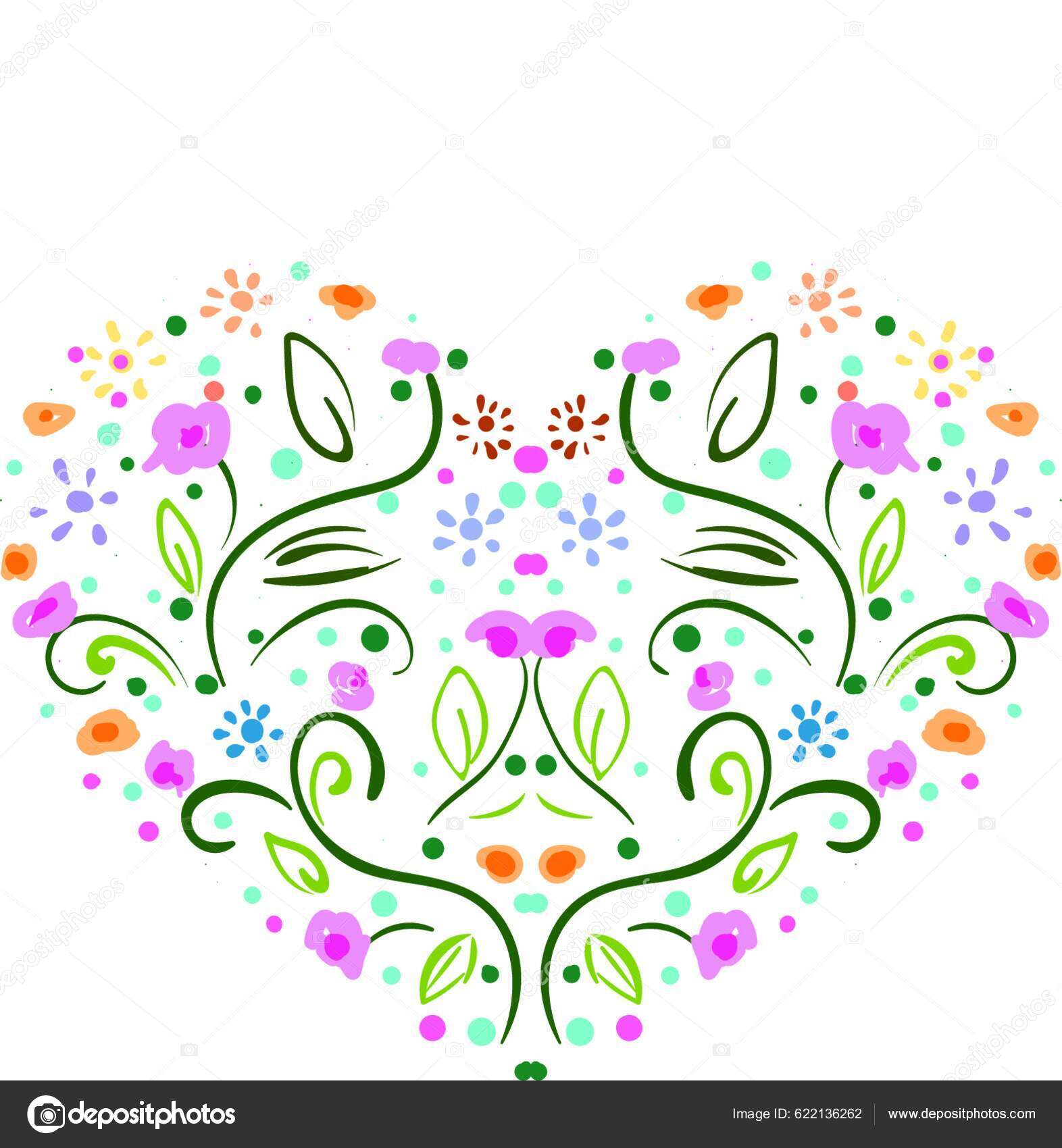 Corazón Flor Vector Ilustración Color Vector de stock por ©YAY_Images ...