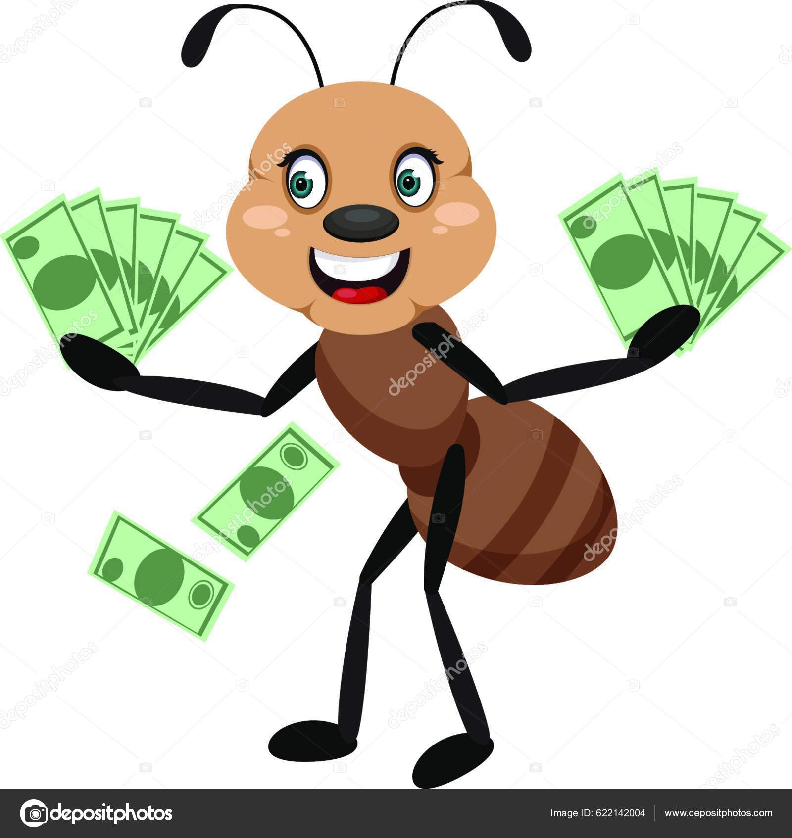 Ant Holding Money Illustrator Vector White Background Stock Vector by ...