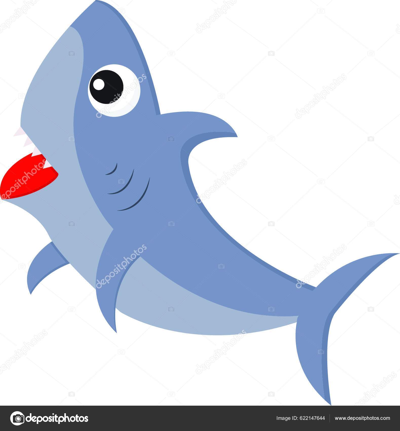 Ferocious Cartoon Shark Its Spiky Teeth Exposed Vector Stock ...