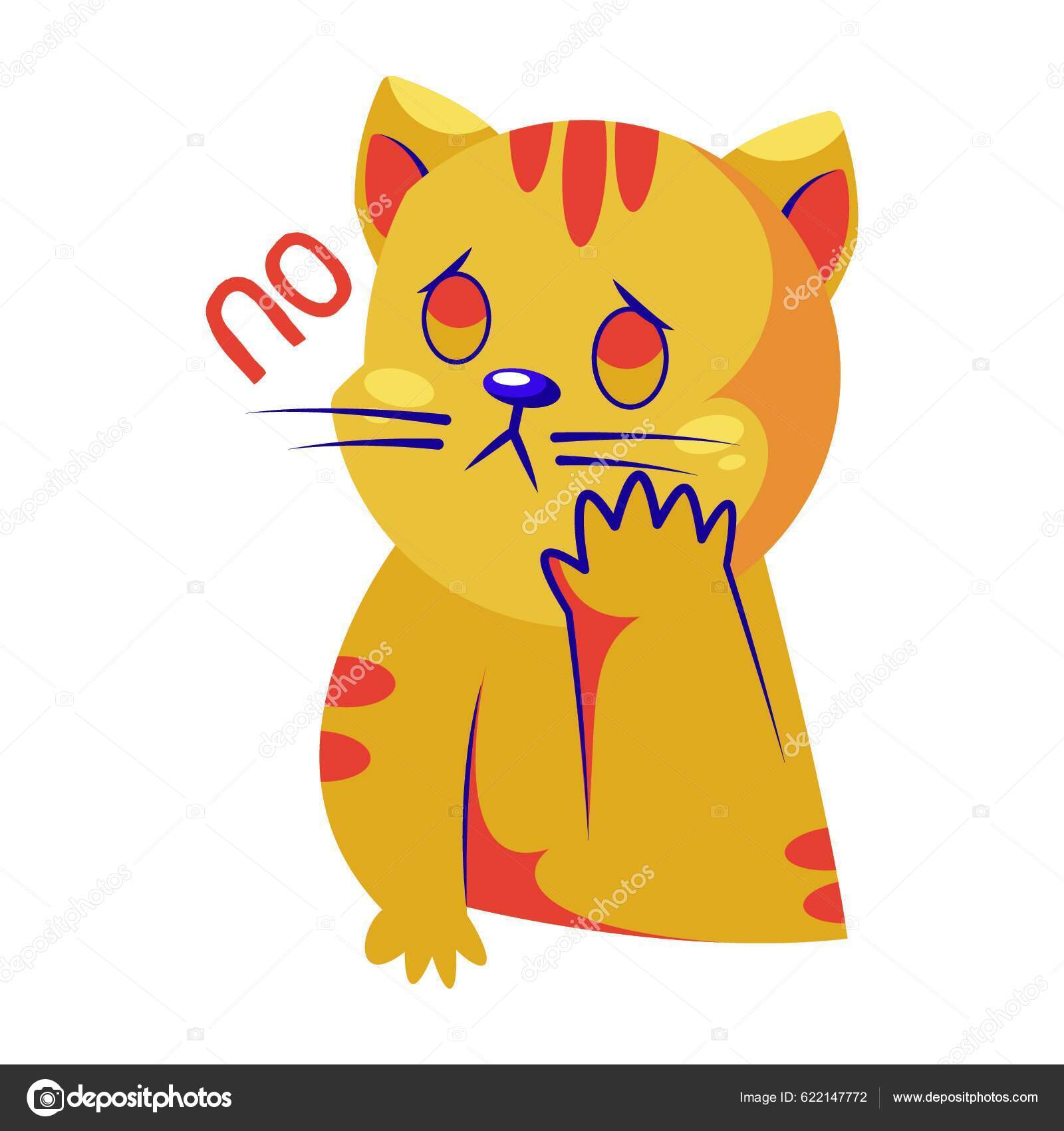 Sad Yellow Cat Saying Vector Sticker Illustration White Stock Vector by ...
