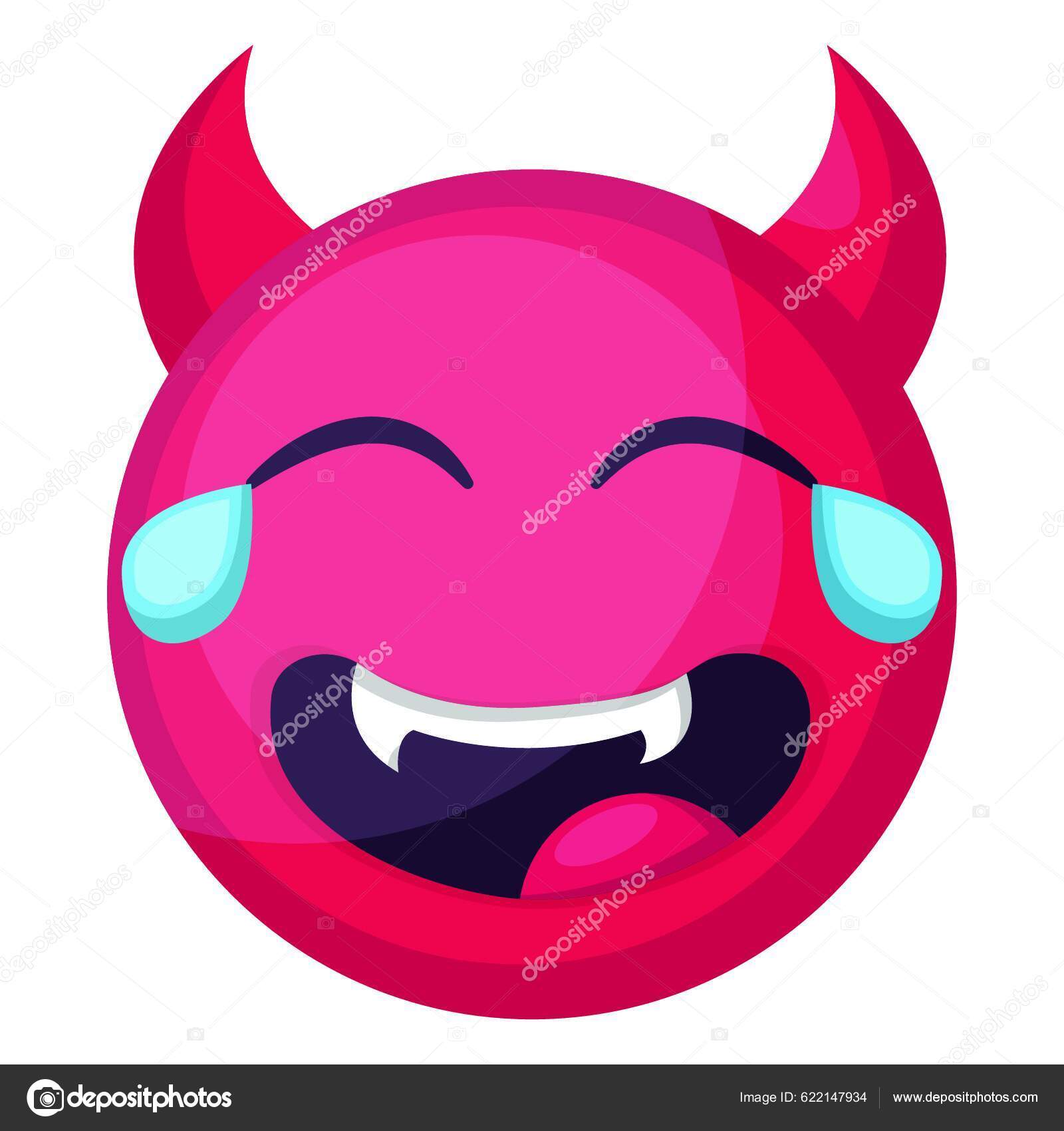 Riendo Profundo Rosa Diablo Emoji Cara Vector Ilustración Sobre Fondo ...