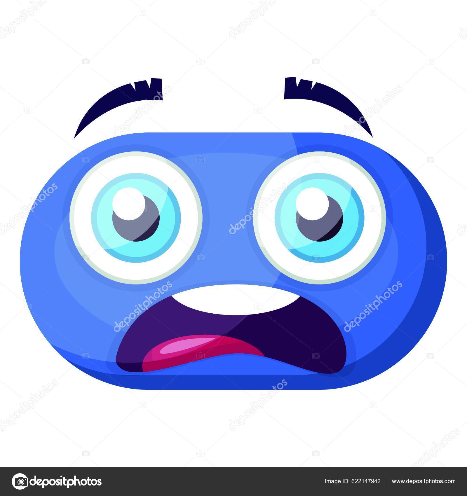 Scared Blue Emoji Face Vector Illustration White Background Stock ...