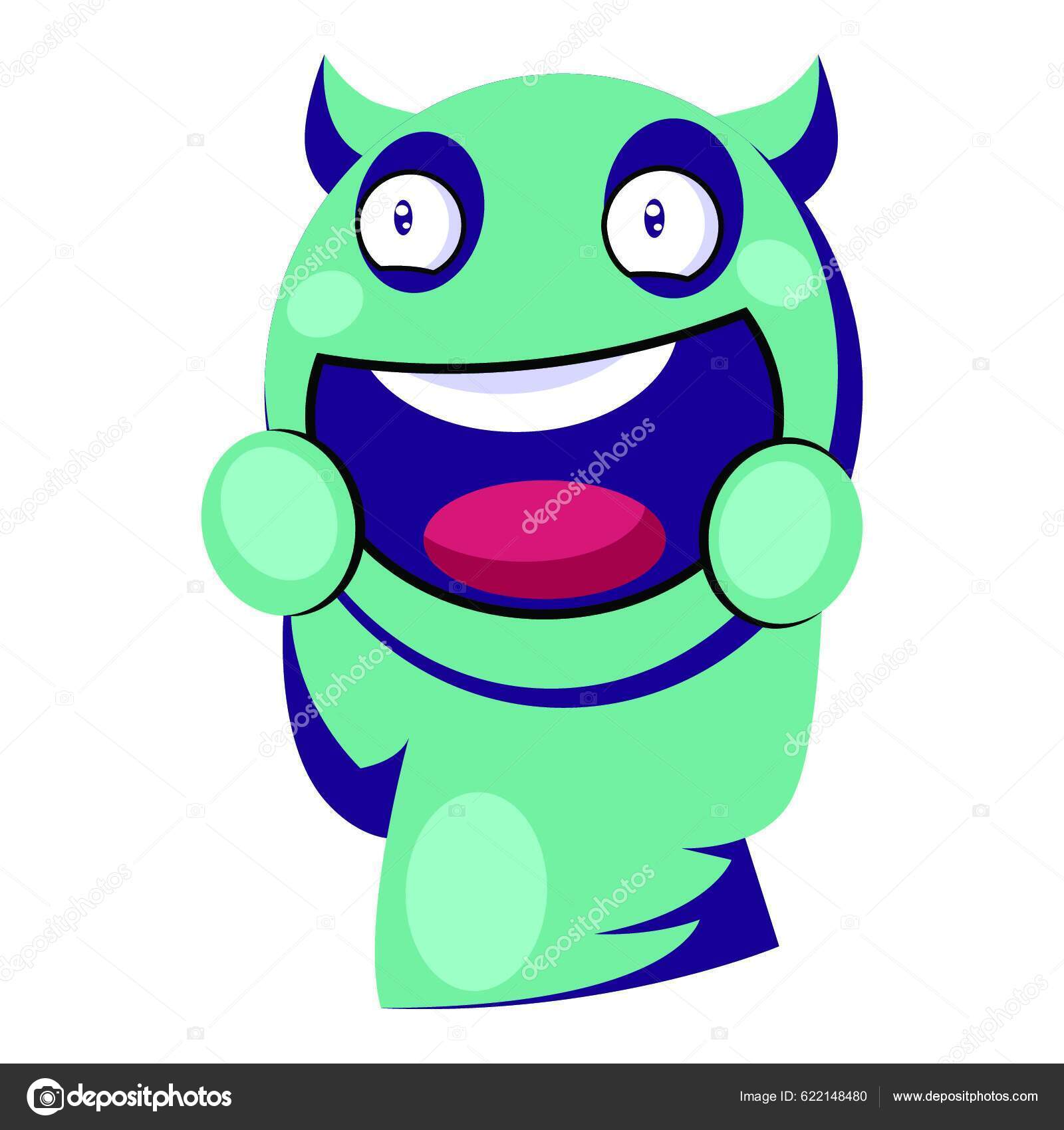 Excited Light Blue Monster Horns Vector Illustration Stock Vector by ...