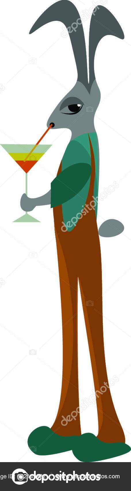 Cartoon Funny Hare Drinking Cocktail Straw Elegan Stock Vector by ©YAY ...