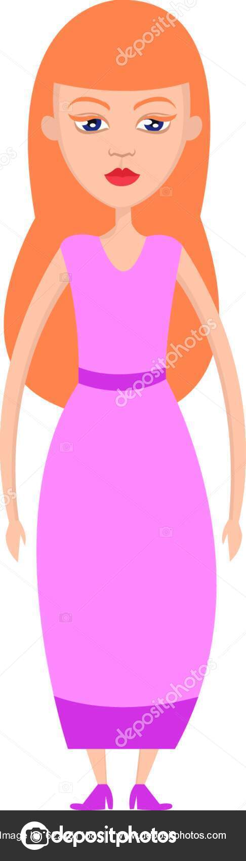 Girl Pink Dress Illustration Vector White Background Stock Vector By