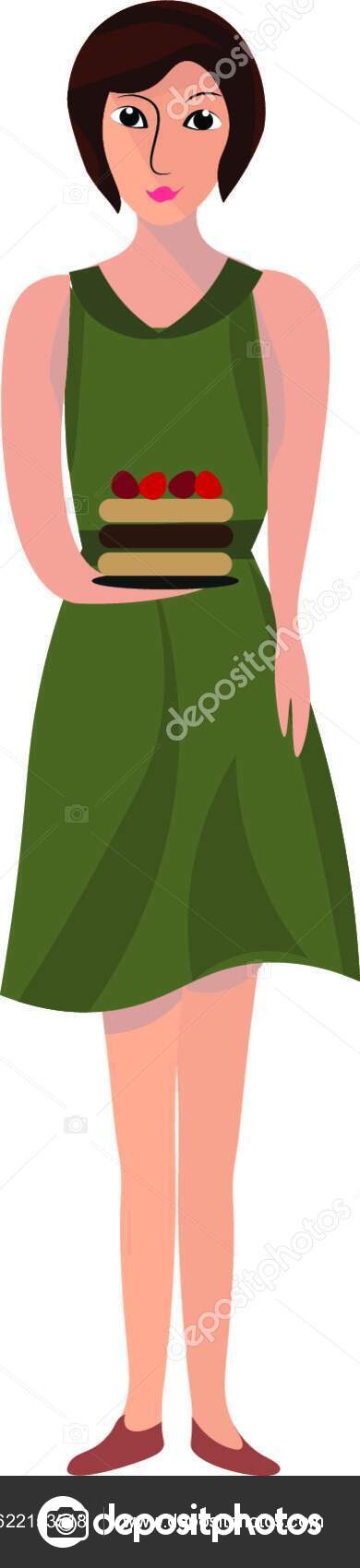 Color Illustration Woman Cake Vector Color Illus Stock Vector by ©YAY ...