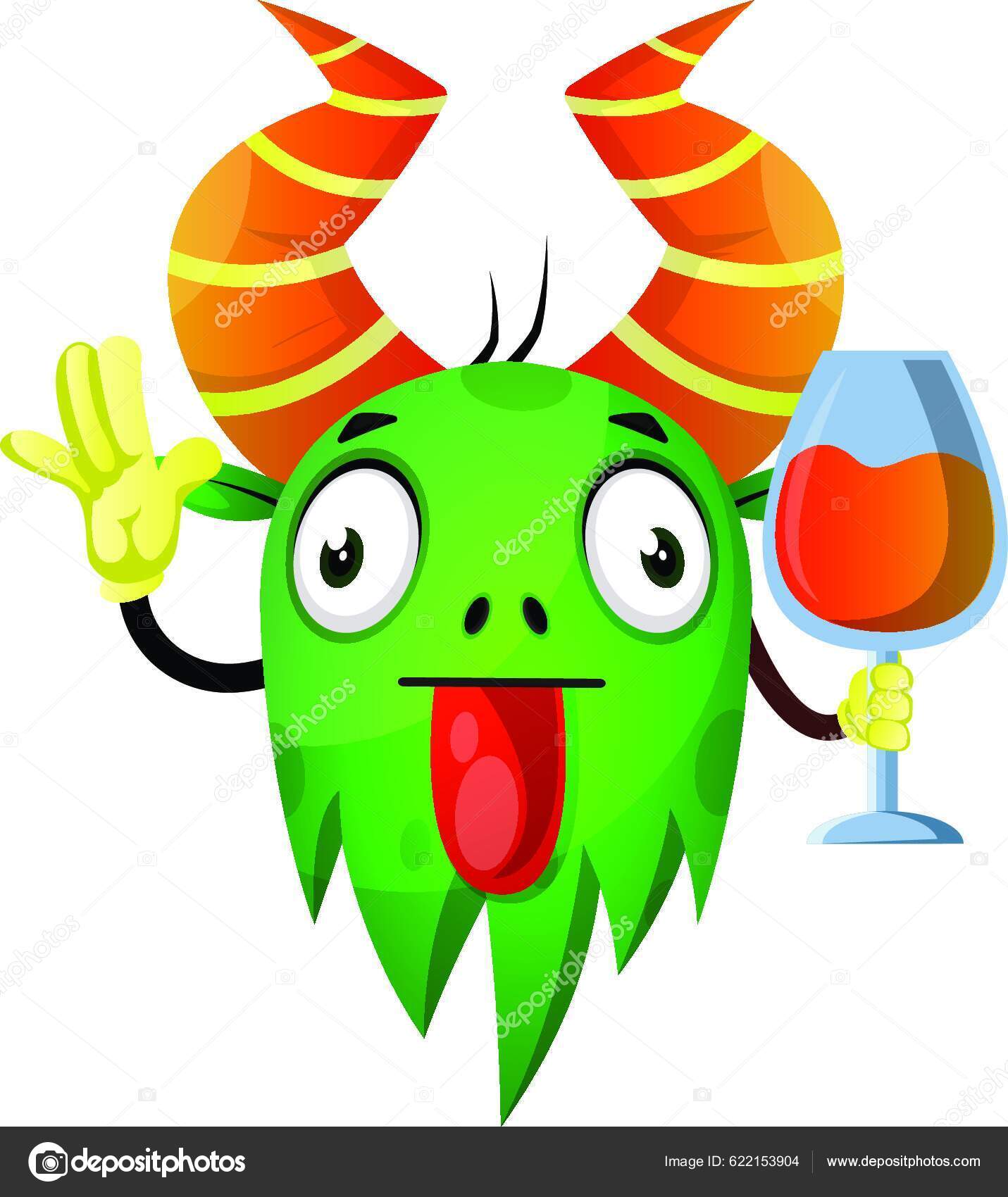 Monster Drinking Juice Illustration Vector White Background Stock ...