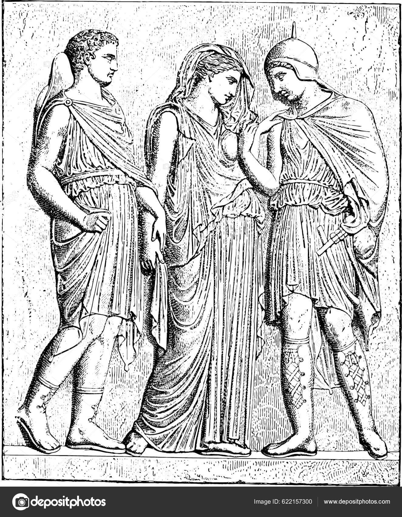 Antiope His Son Bas Relief Louvre Vintage Engravin Vector de stock por ...