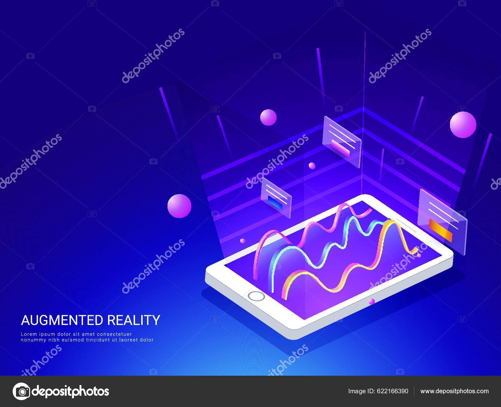 Augmented Reality Concept Based Landing Page Design Isometric Stock Vector by ©YAY_Images 622166390