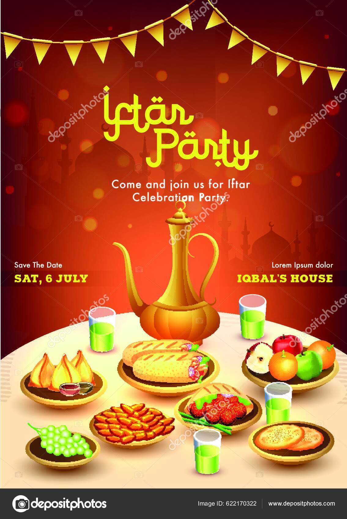 Creative Invitation Card Design Date Time Details Styl Stock Vector by ...