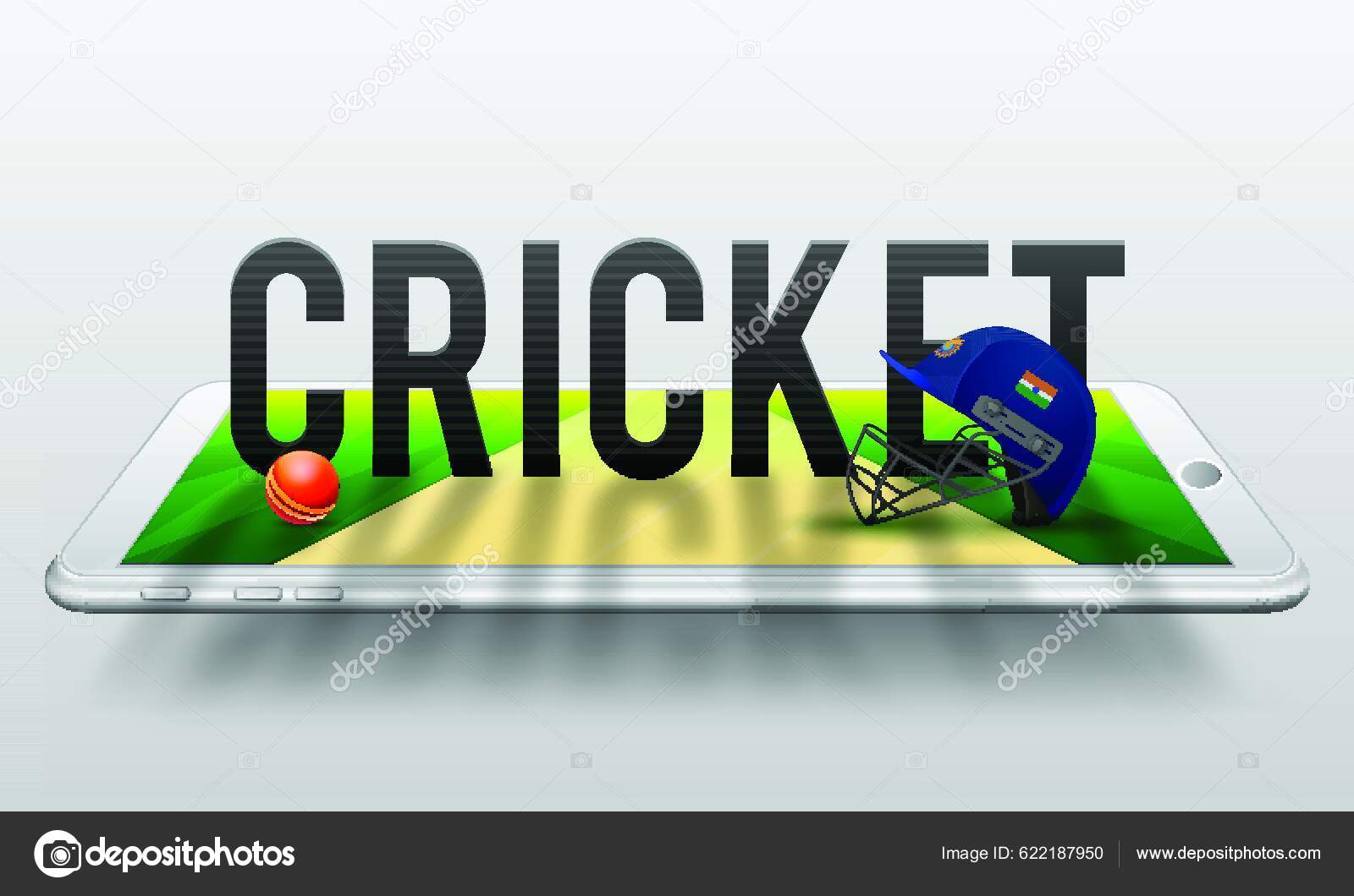 Text Cricket Helmet Ball Smartphone Stock Vector by ©YAY_Images 622187950