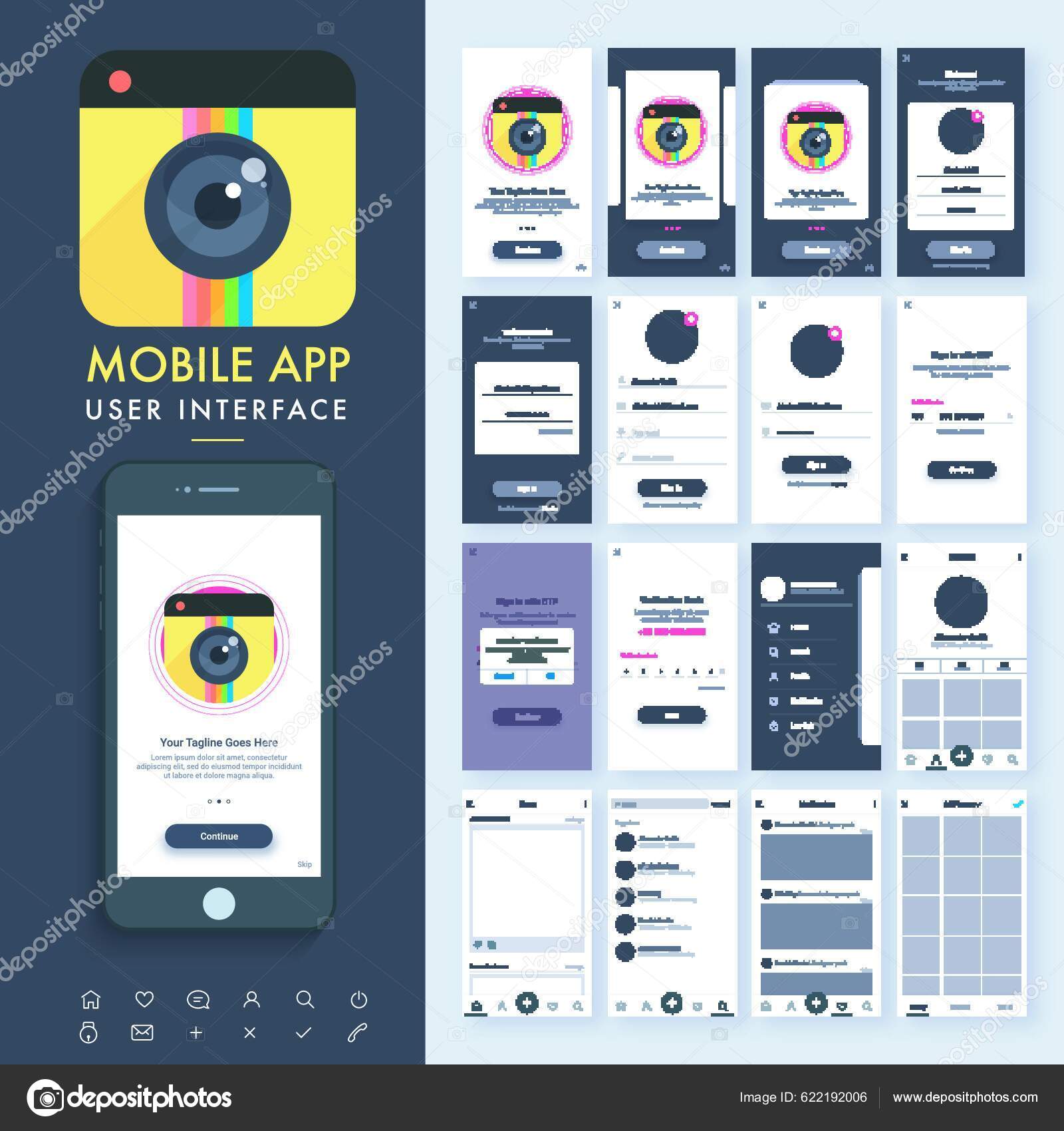 Mobile App User Interface Web Symbols Stock Vector by ©YAY_Images 622192006