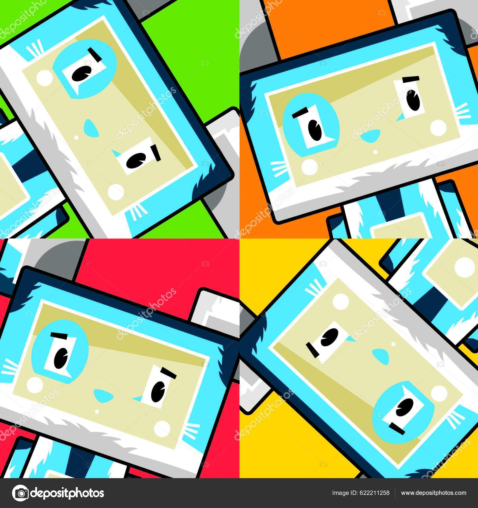 Söt Tecknad Block Bunny Rabbit — stockvektor av ©YAY_Images 622211258