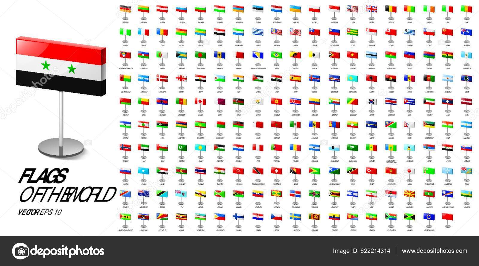 Bendera Nasional Dari Negara Negara Ilustrasi Vektor Pada Latar ...