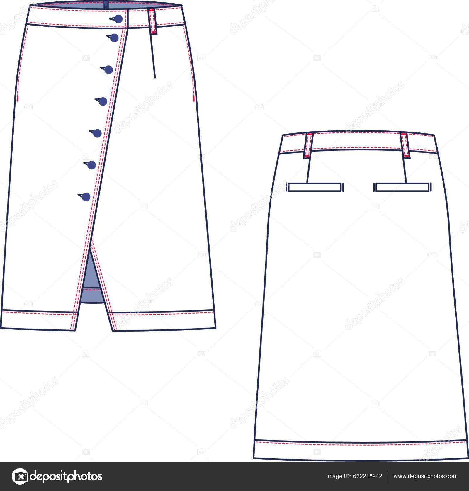 Female Cut Out Denim Skirt Vector Template Isolated White Background ...