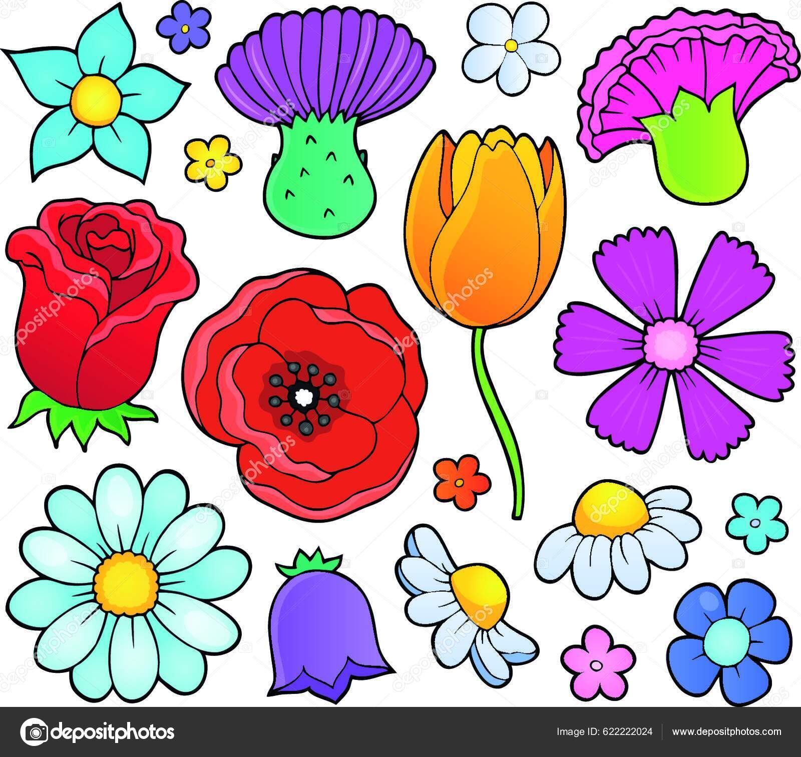 Various Flower Heads Theme Set Stock Vector by ©YAY_Images 622222024