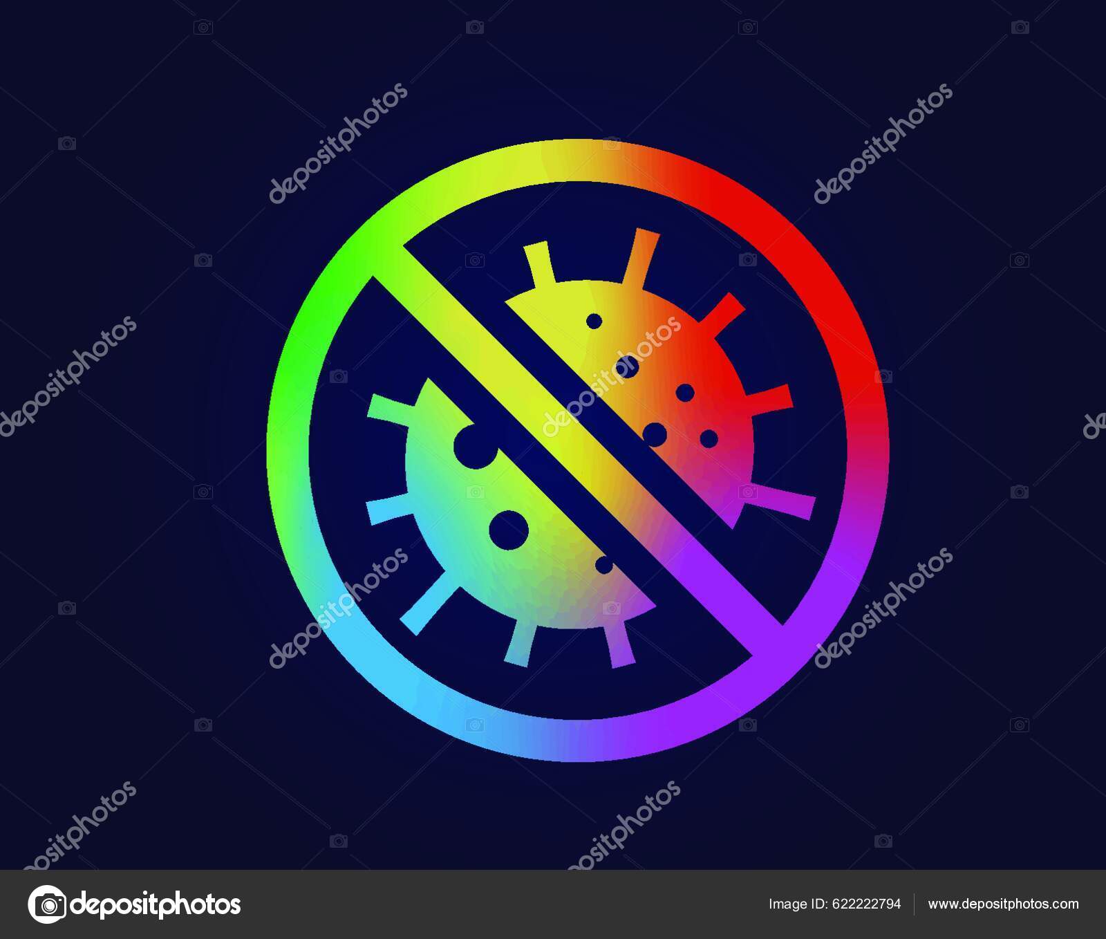 Rainbow Stop Virus Spread Warning Sign Flat Icon Symbol Vector Stock ...