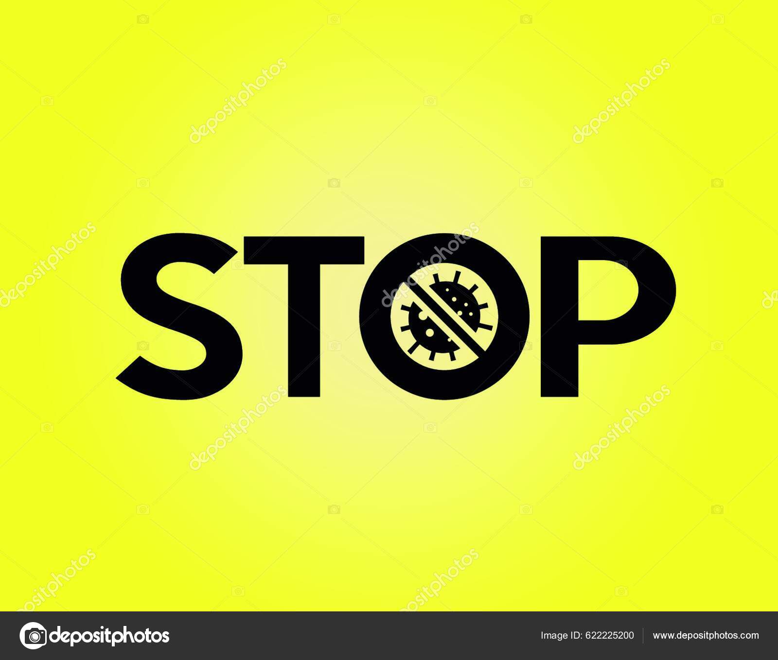Black Standard Font Bold Stop Word Yellow Background Stock Vector by ...