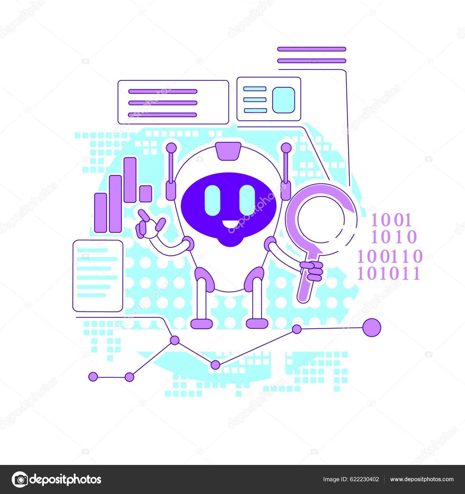 Business Analytics Bot Thin Line Concept Vector Illustration Algorithm ... Business Analytics Bot Thin Line Concept Vector Illustration Algorithm ...