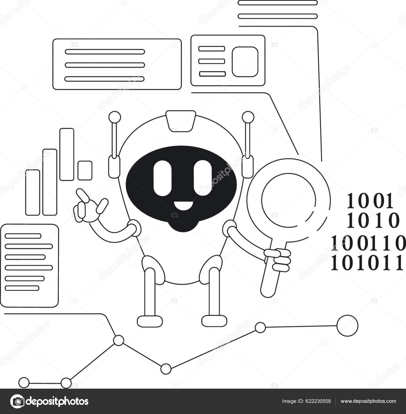Web Crawl Bot Thin Line Concept Vector Illustration Algorithm Robot Stock Vector Image by ©YAY ...