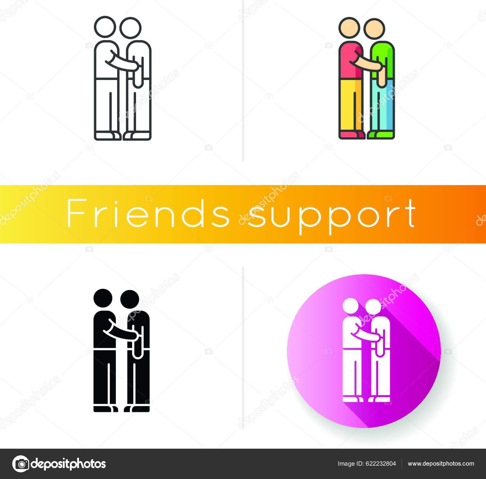 Friends Support Icon Linear Black Rgb Color Styles Friendly Help Stock ...