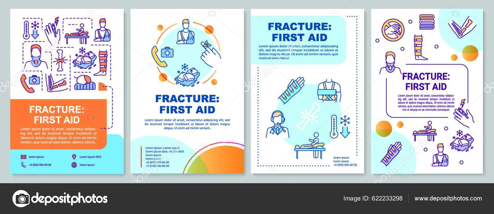Bone Fracture First Aid Immobilizing Bandaging Brochure Template Flyer ...