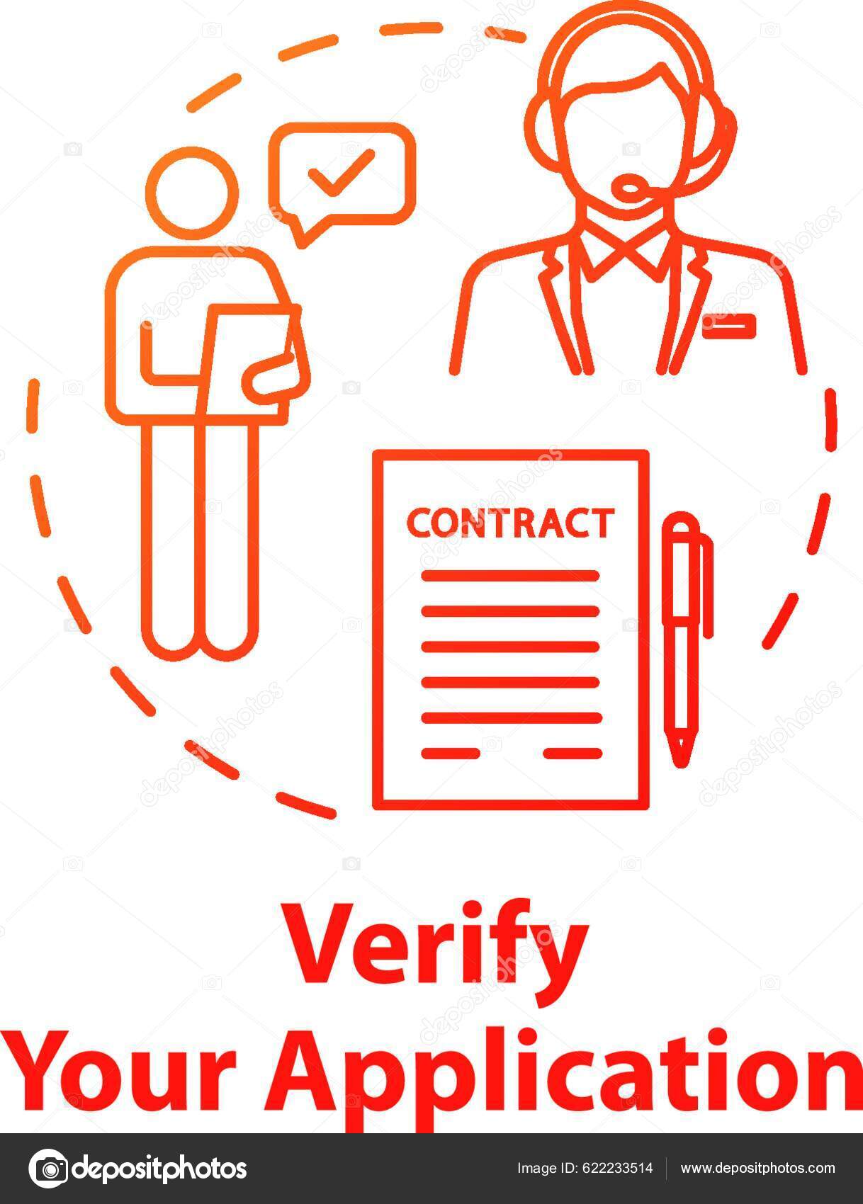 Verify Your Application Concept Icon Client Support Contract Approval Identity Stock Vector by ...