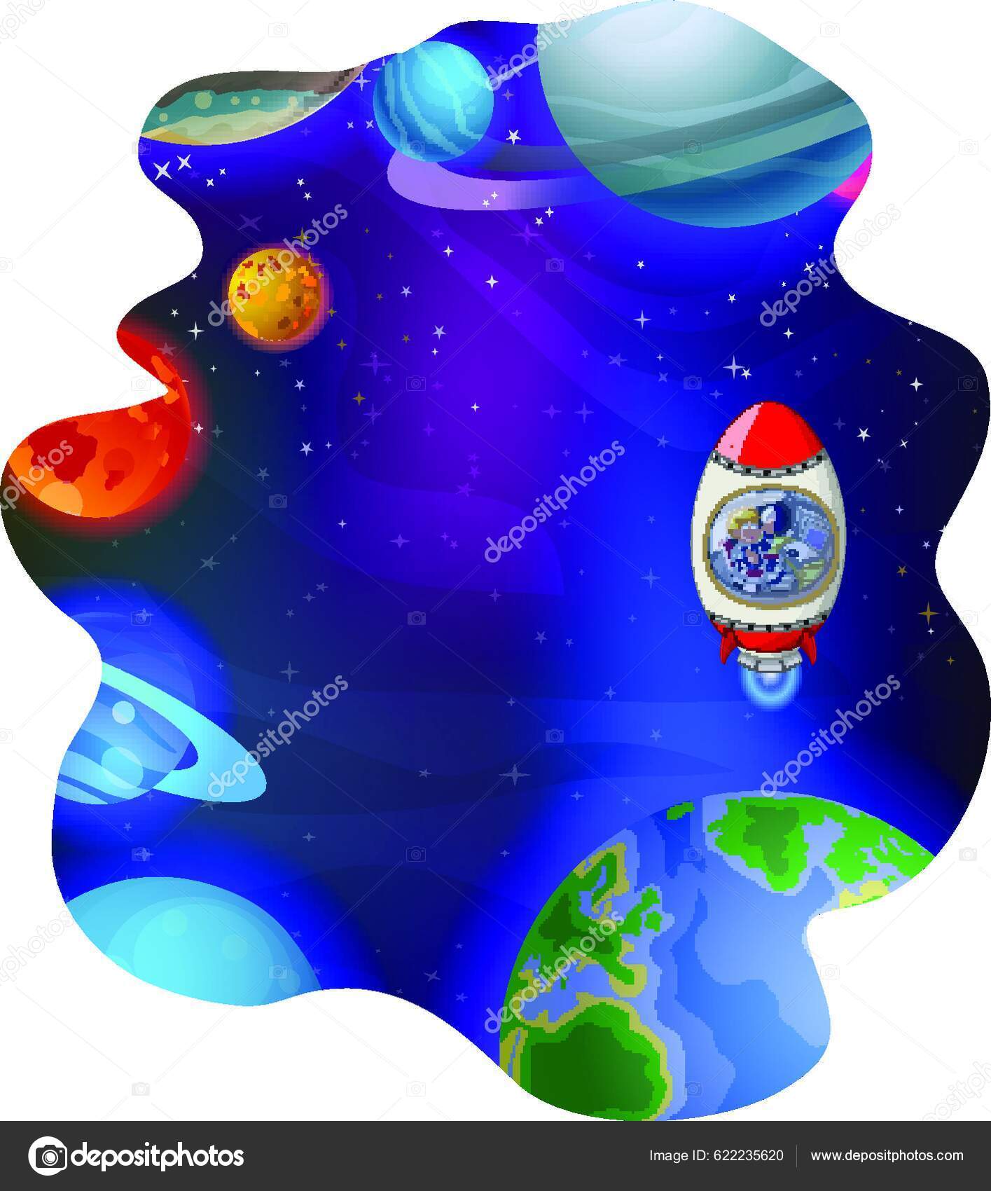 Solar System Rocket Cartoon Vetor de ©YAY_Images 622235620