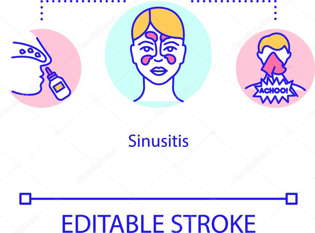 "Sinusitis icono de concepto. Sufrimiento paranasal. Paciente enfermo ...