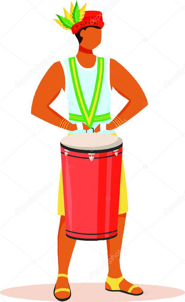 Hombre latino en singlet y sombrero de color plano vector de carácter ...