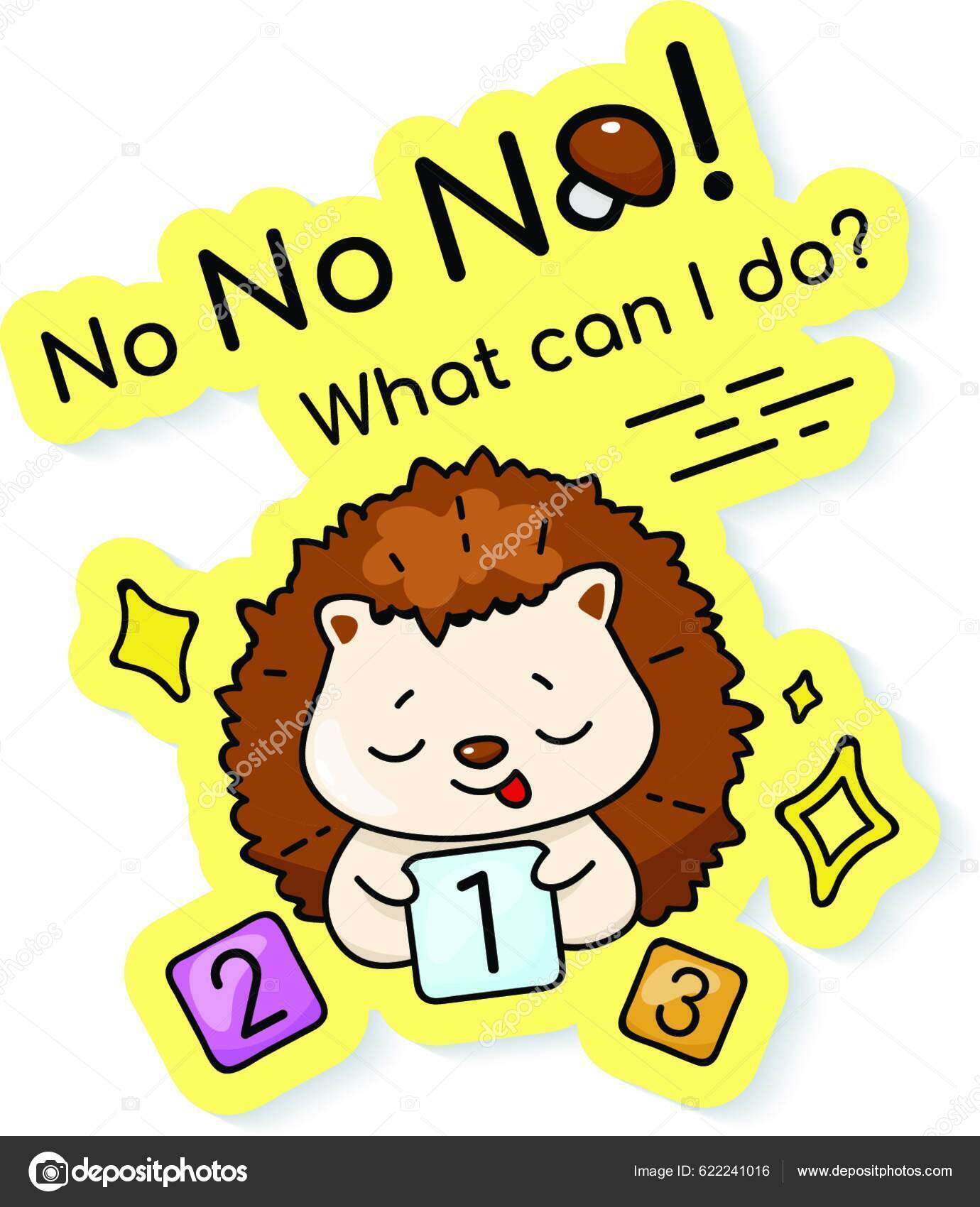 Cute Shy Hedgehog Number Cards Cartoon Character Vector Sticker Design ...