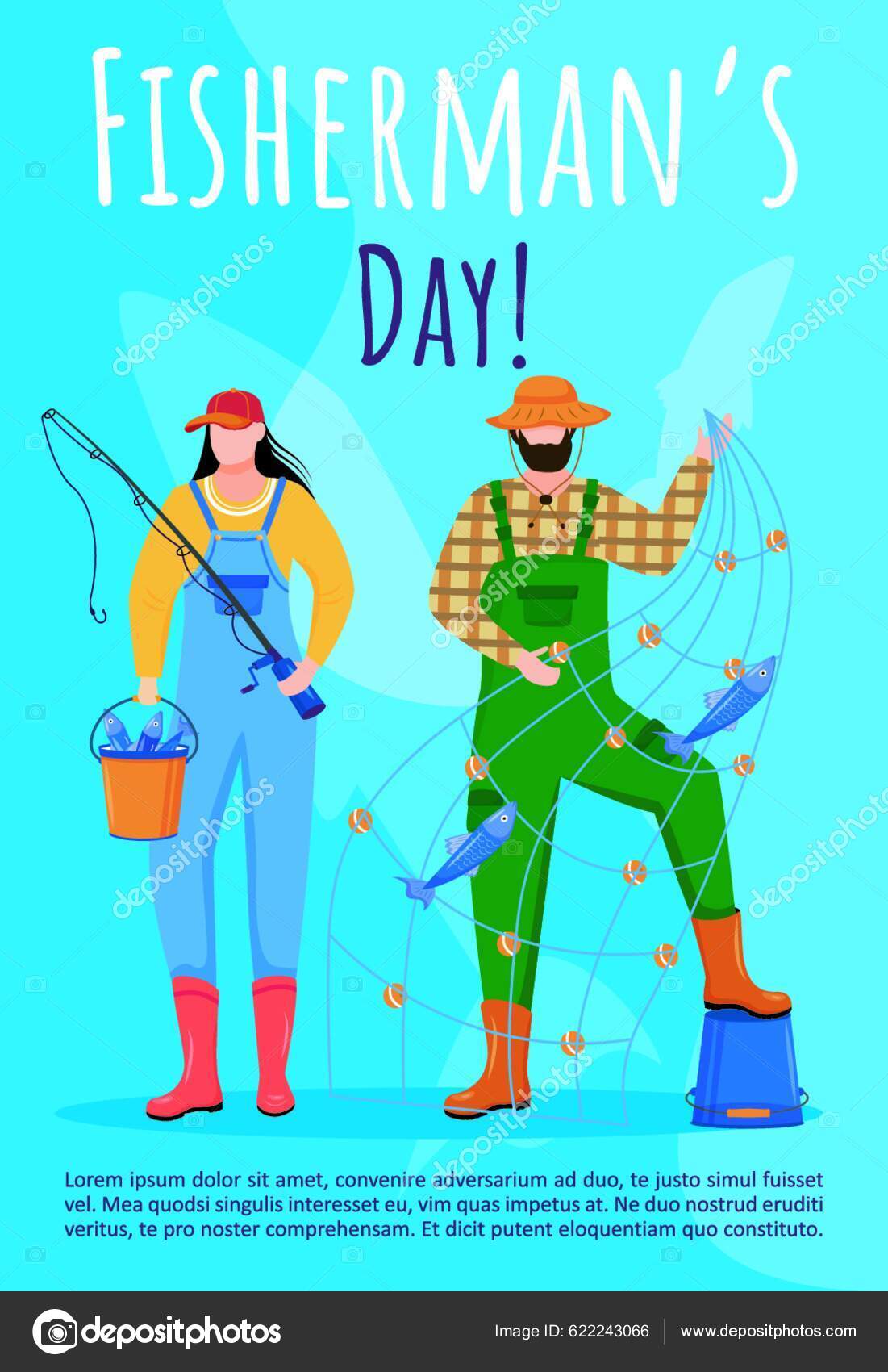 Fisherman Day Poster Vector Template Stock Vector by ©YAY_Images 622243066