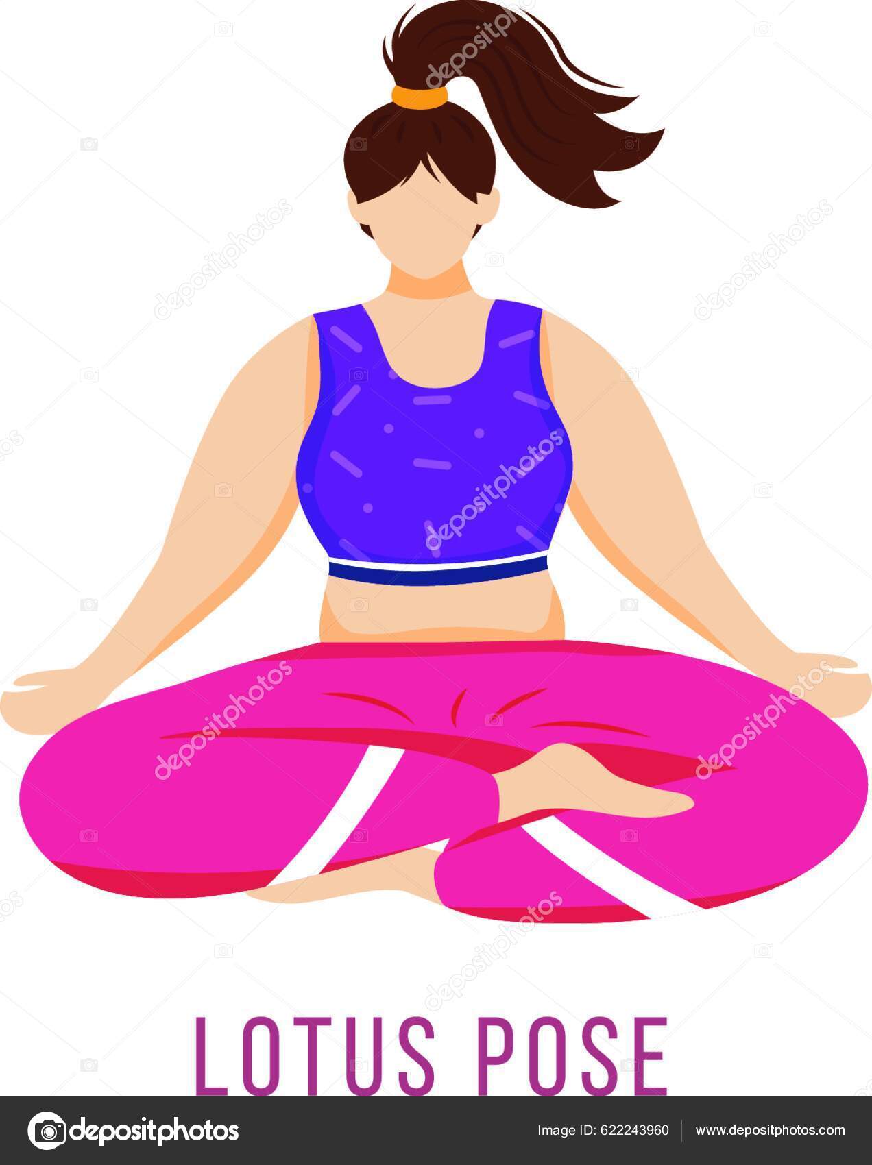 Lotus Pose Flat Vector Illustration Vetor de ©YAY_Images 622243960