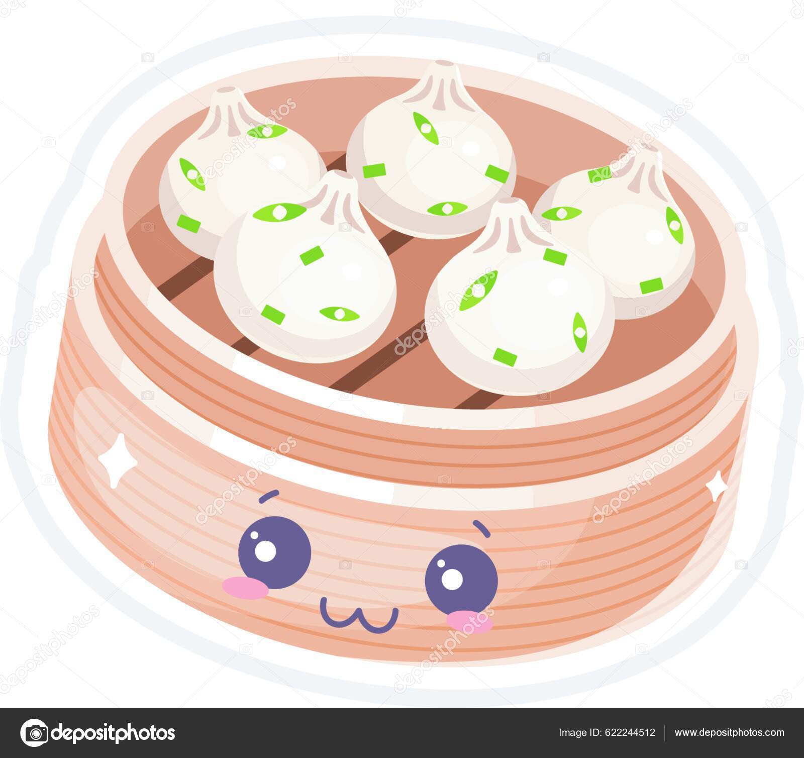 Chinese Dim Sum Cute Kawaii Vector Character Vector de stock #622244512 ...