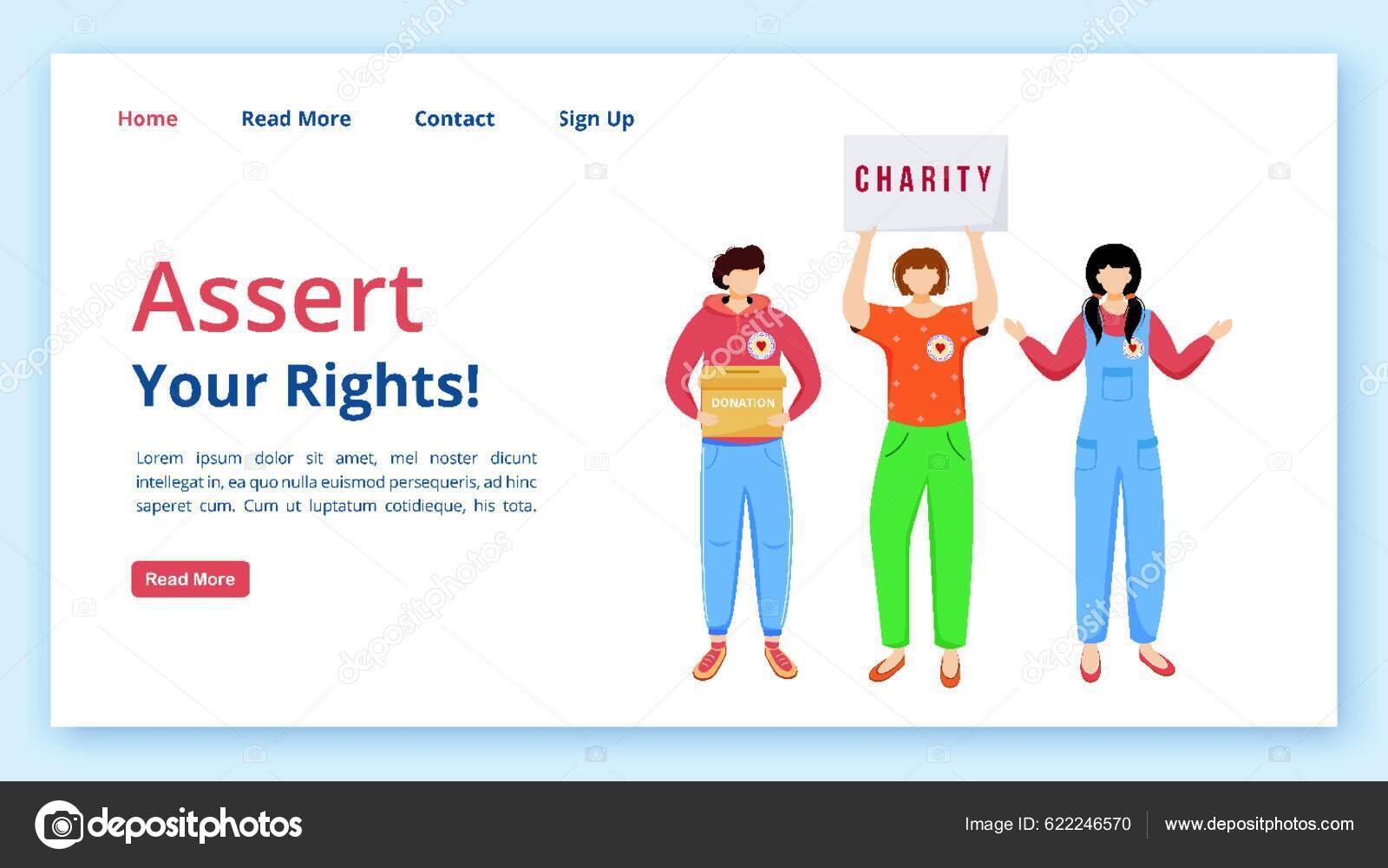 Assert Your Rights Landing Page Vector Template Stock Vector Image by ...