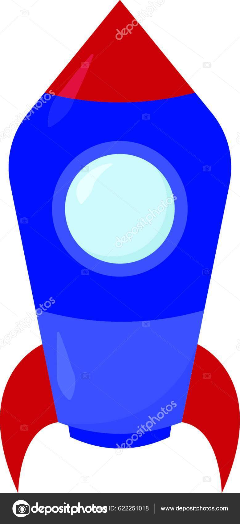 Blue Space Rocket Illustration Vector White Background Stock Vector by ...