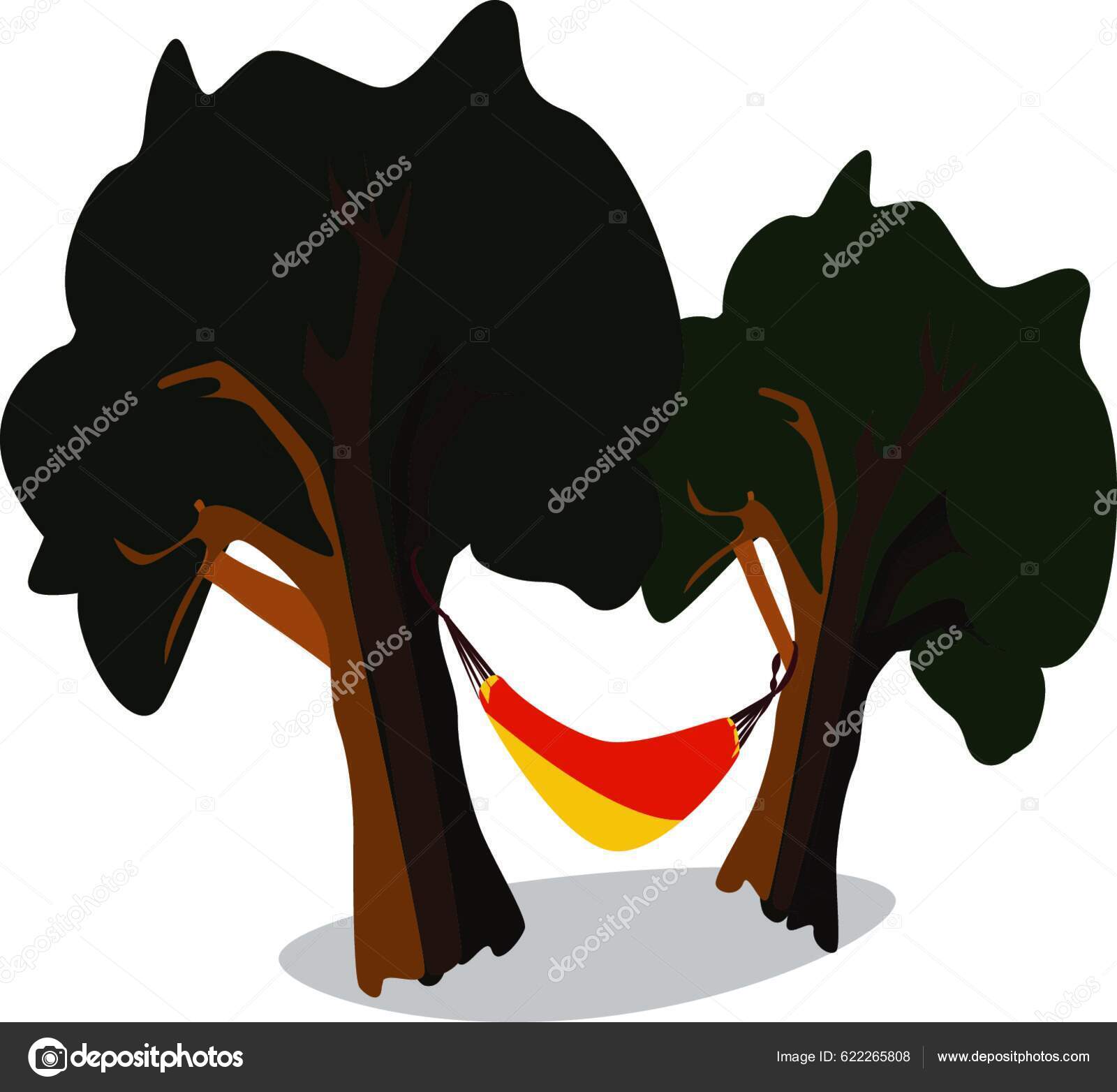Hamaca Con Árboles Ilustración Vector Sobre Fondo Blanco Vector de ...
