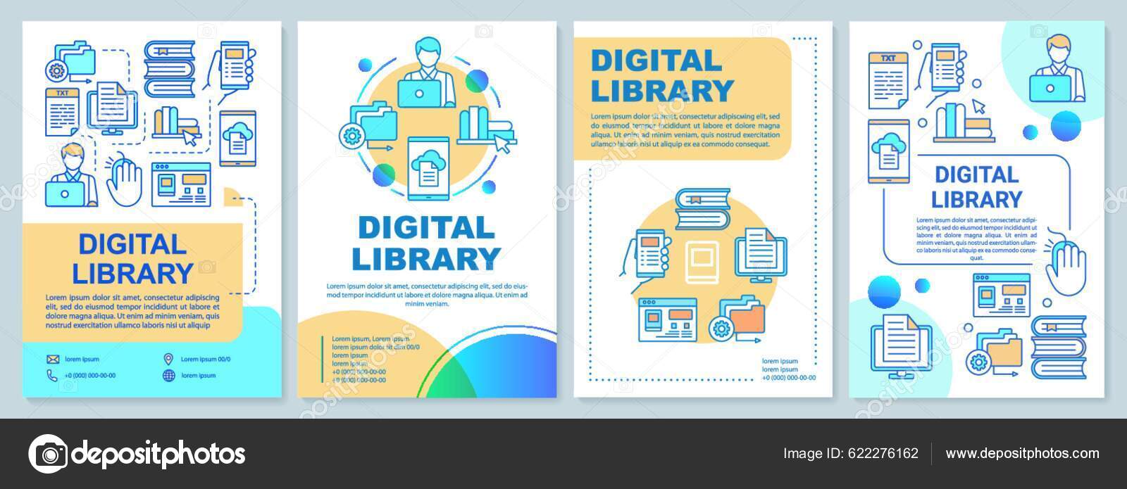 Digital Library Brochure Template Ebooks Reading Flyer Booklet Leaflet ...