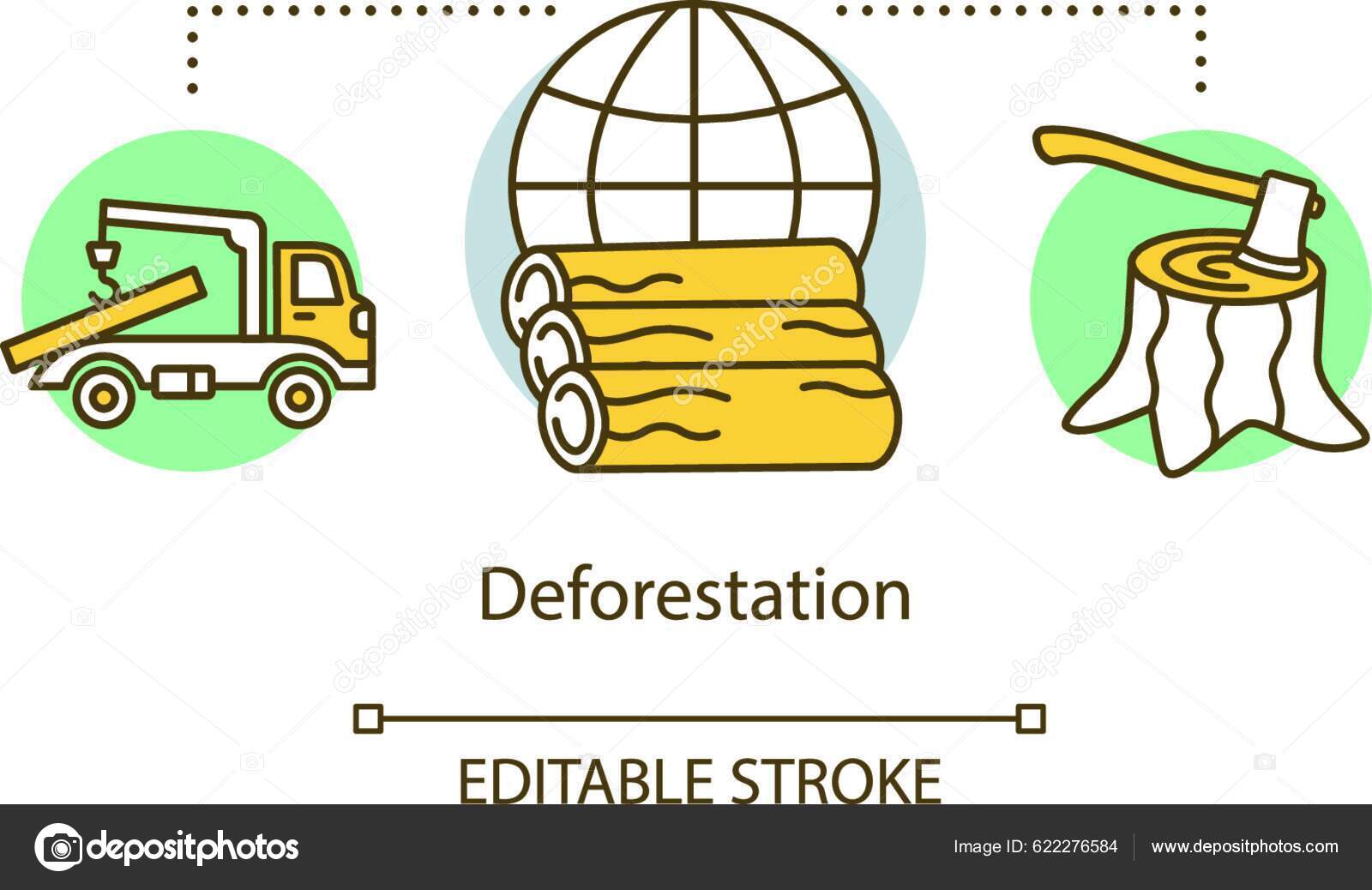 Icono Del Concepto Deforestación Explotación Forestal Tala Árboles ...