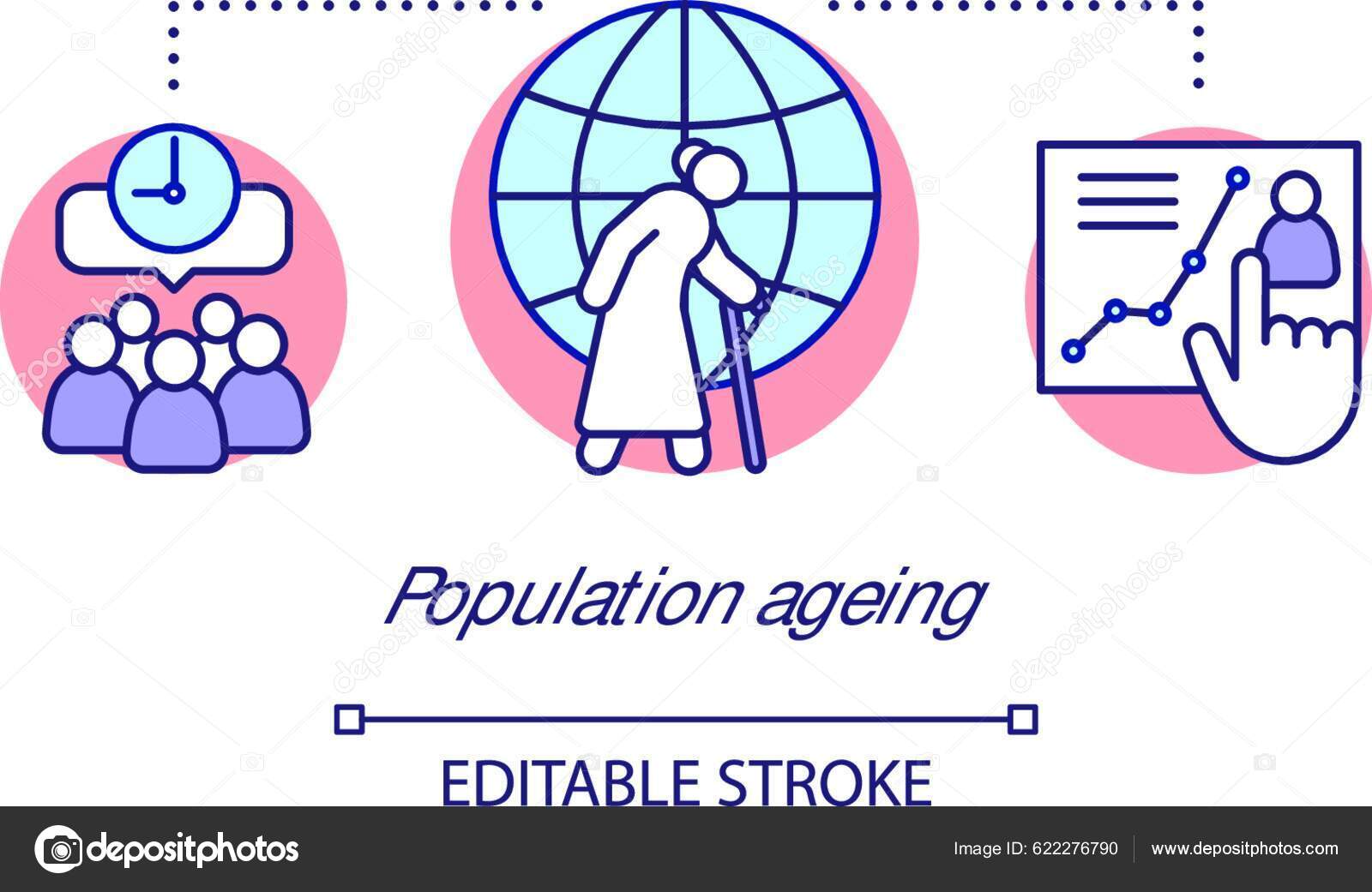 Population Ageing Concept Icon Demographic Problem Rising Life ...