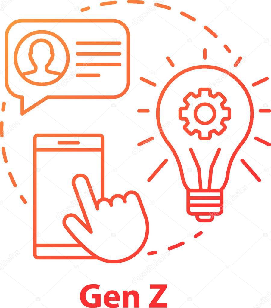Gen Z icono concepto rojo. Ilustraci n de l nea delgada idea de grupo de edad. Tecnolog as ...