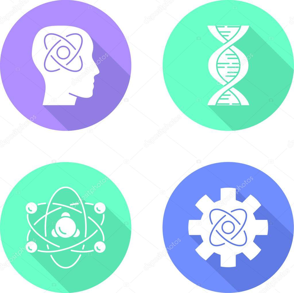 "Física ramas diseño plano largo sombra glifo iconos conjunto ...