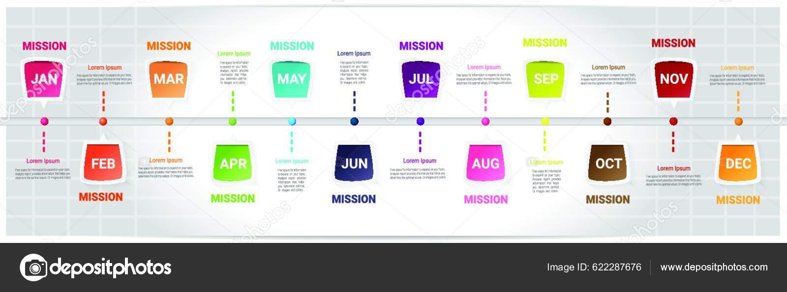 Year Planner Months Year Timeline Infographics Design Vector ...