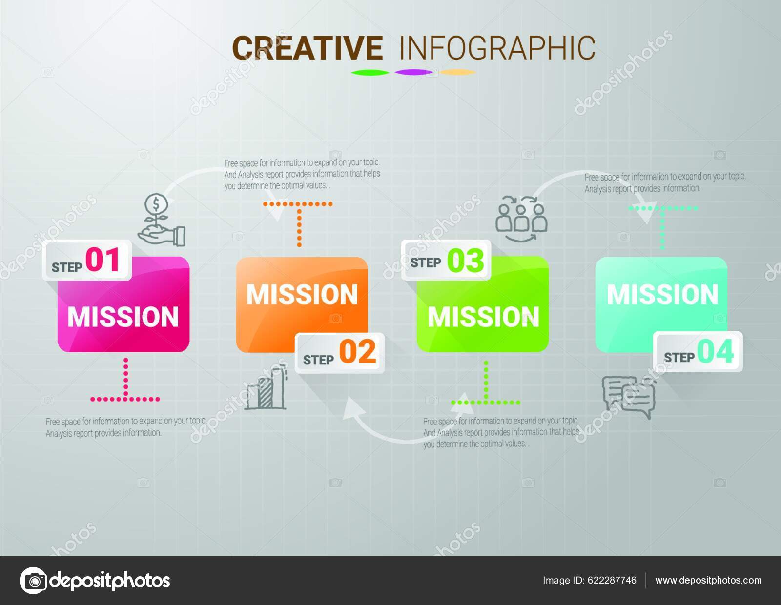Panah Garis Waktu Konsep Bisnis Templat Berwarna Tata Letak Infografis ...