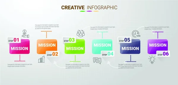 Panah Garis Waktu Konsep Bisnis Templat Berwarna Tata Letak Infografis ...