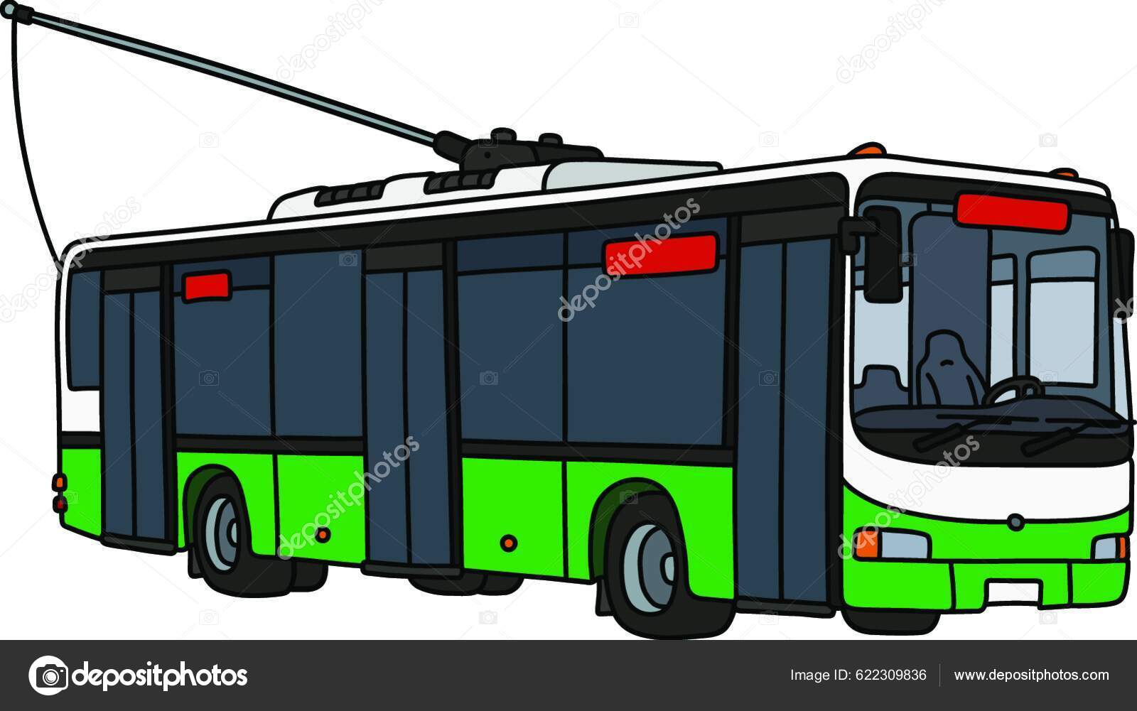 Green White Trolley Bus Vector de stock #622309836 de ©YAY_Images